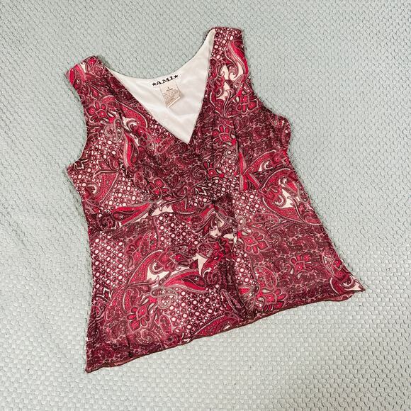 Ami | Tops | Vintage Retro Y2k Hot Pink Floral Funky Print Wrap ...